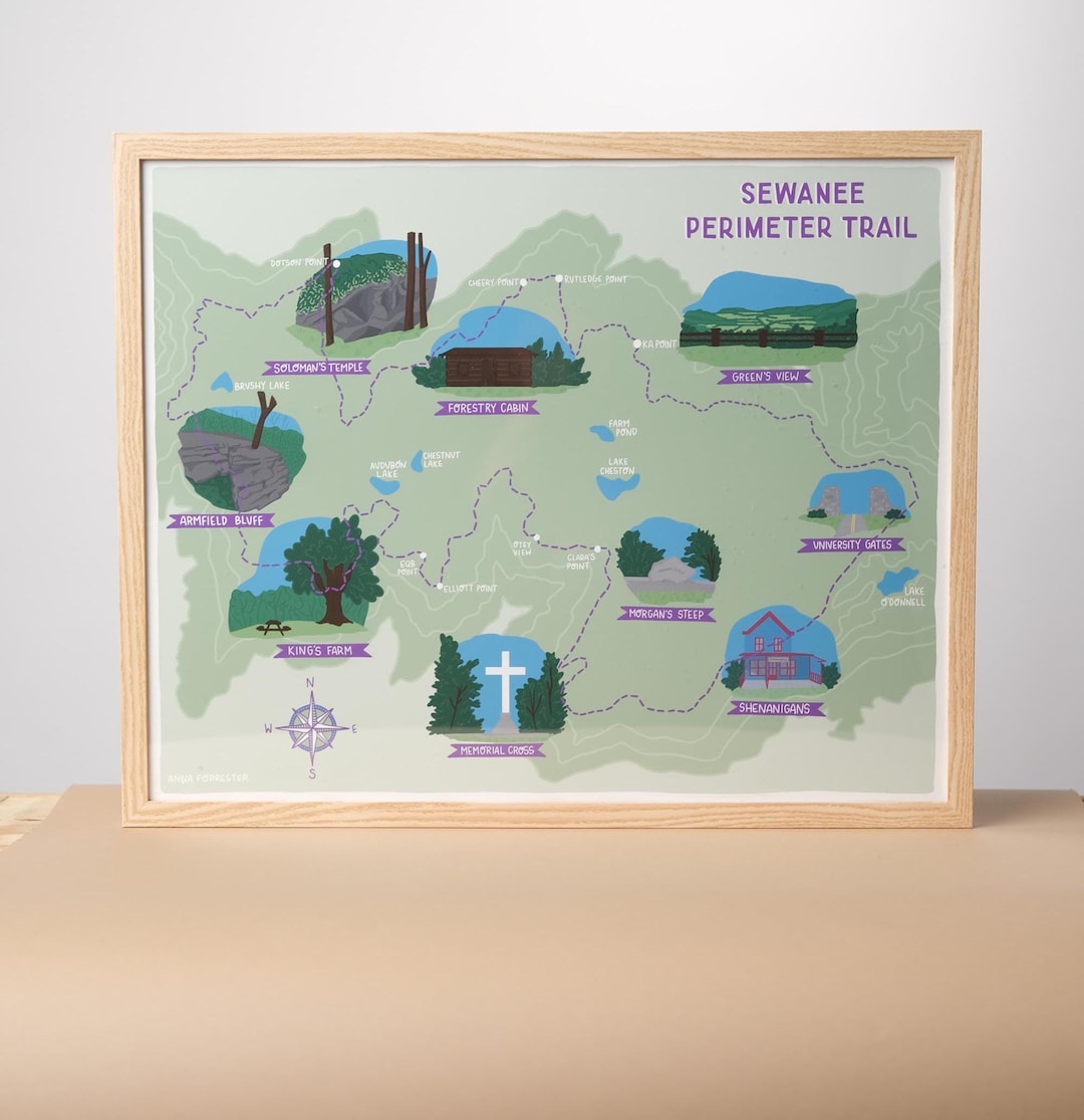 Sewanee Perimeter Trail Illustrated Map - Etsy