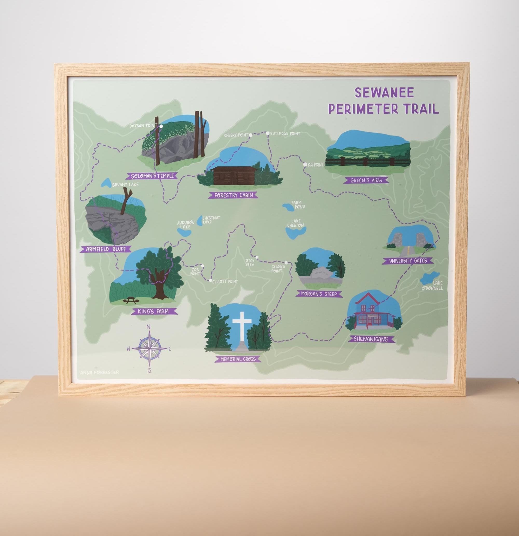 Sewanee Perimeter Trail Illustrated Map - Etsy