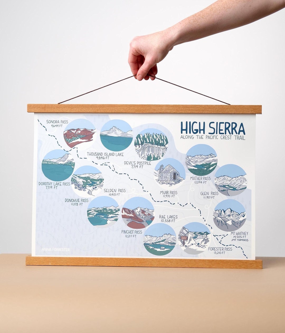 High Sierra Along the PCT Illustrated Map - Etsy