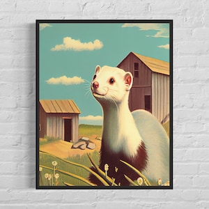 Ferret Art Print Ferret Vintage Poster Artwork Ferret Retro - Etsy