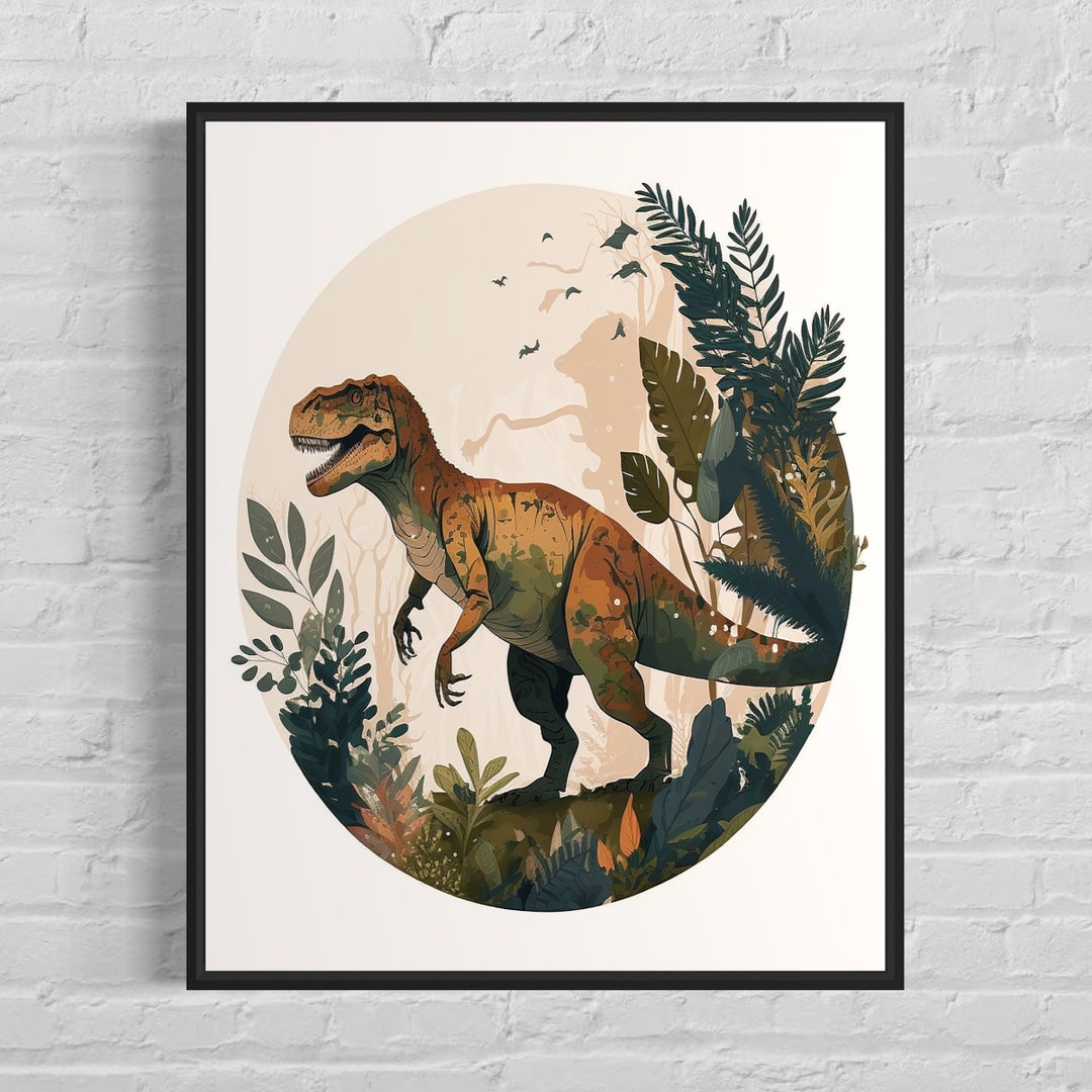 T-rex Art Print T-rex Vintage Poster Artwork, T-rex Retro Wall Art ...