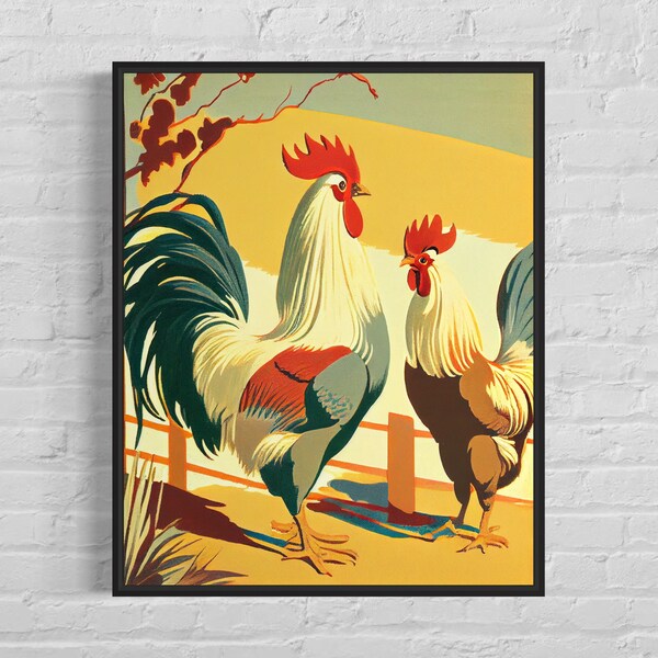 Rooster Kitchen Art - Etsy