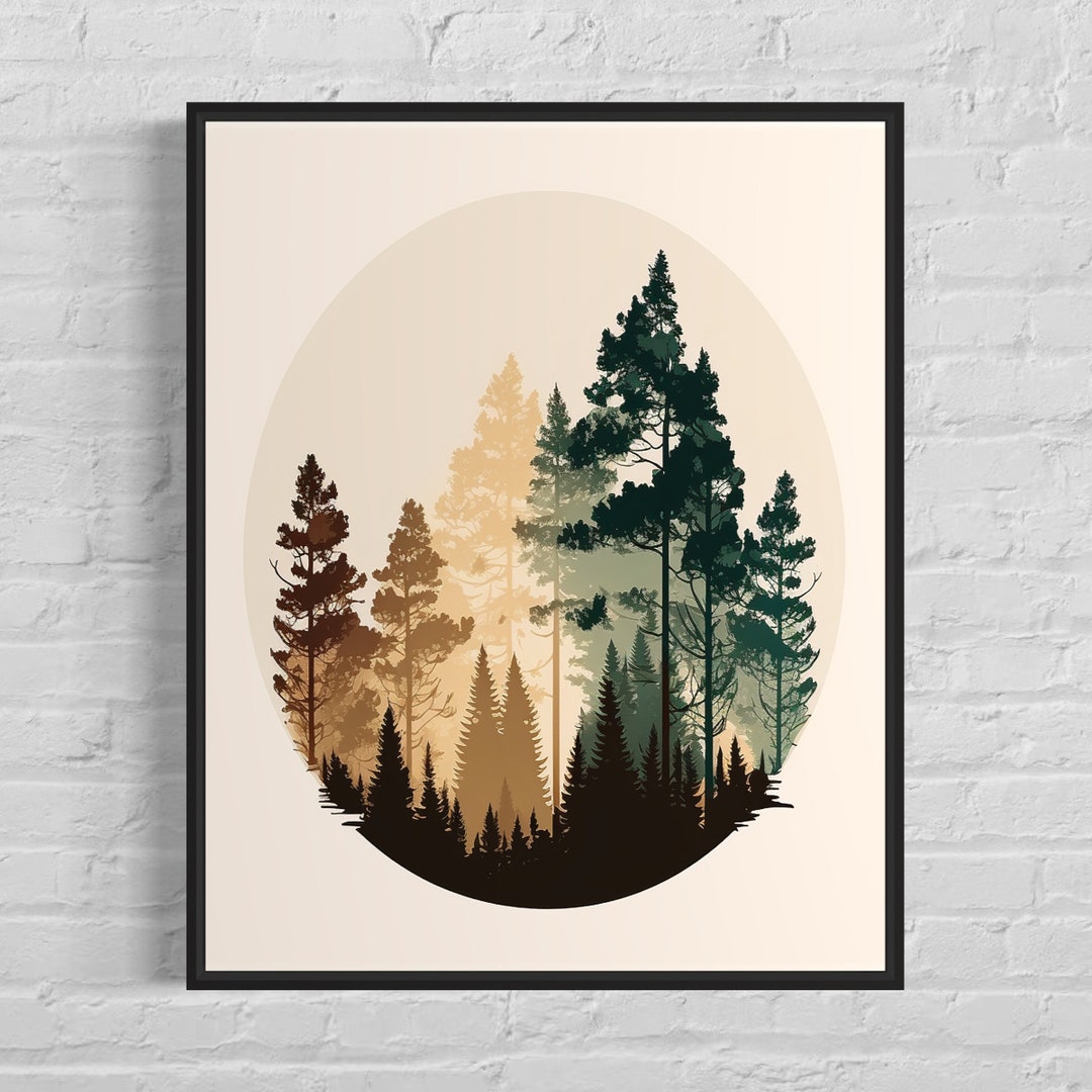 Pine Trees Art Print Pine Trees Vintage Poster Artwork, Pine Trees ...