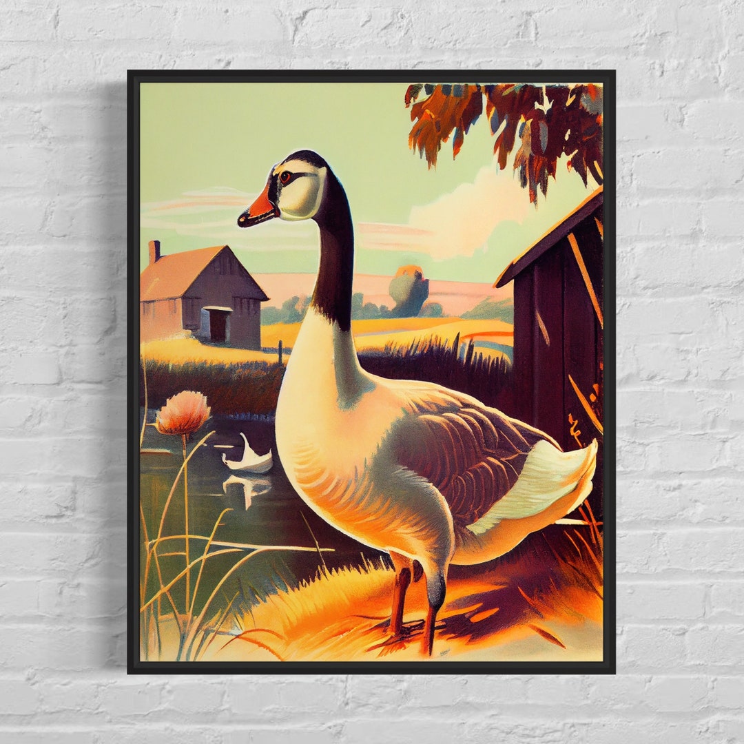 Goose Art Print Goose Vintage Poster Artwork, Goose Retro Wall Art ...