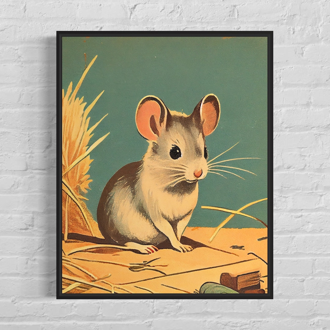 Mouse Art Print Mouse Vintage Poster Artwork, Mouse Retro Wall Art ...