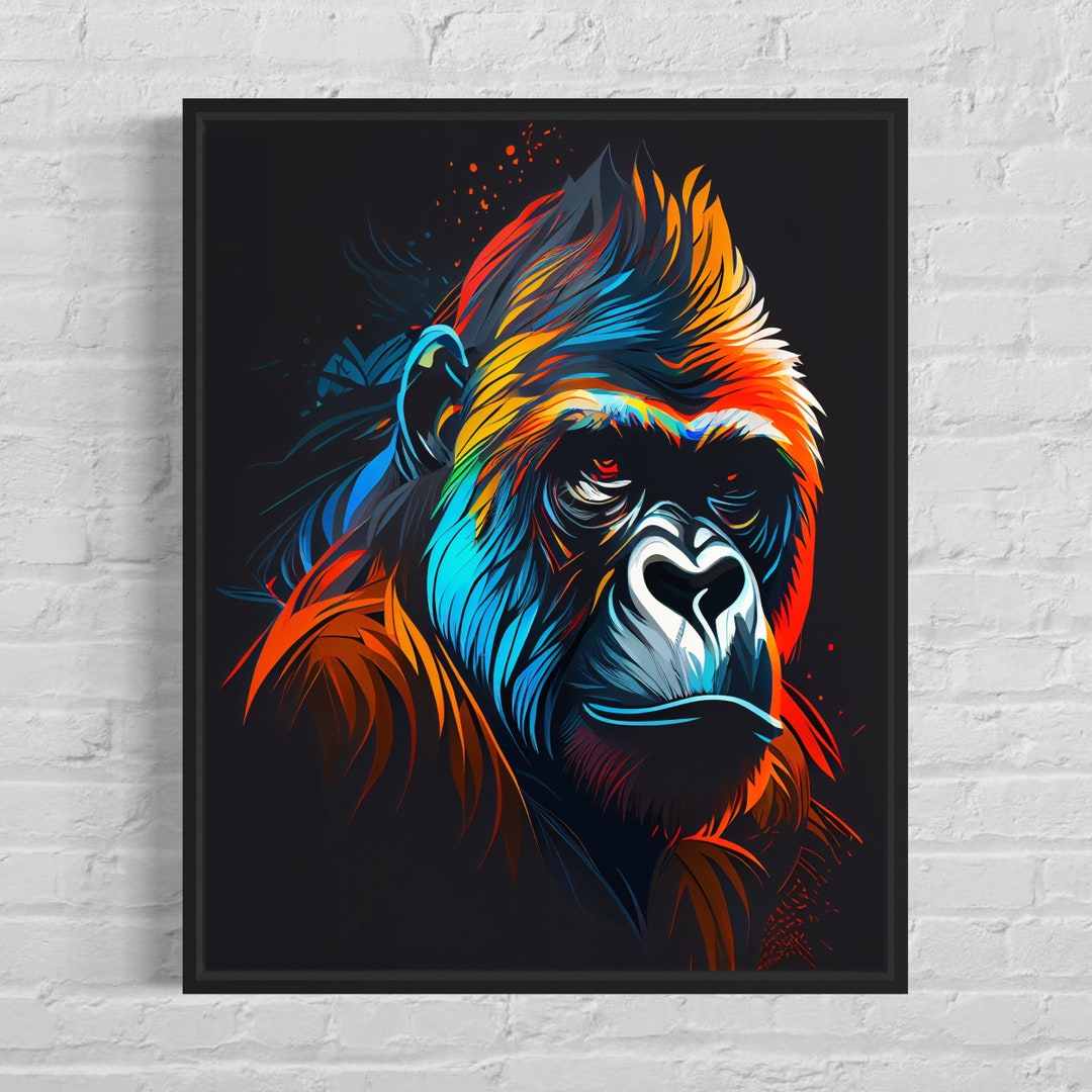 Gorilla Art Print, Original Gorilla Artwork, Gorilla Poster Black ...