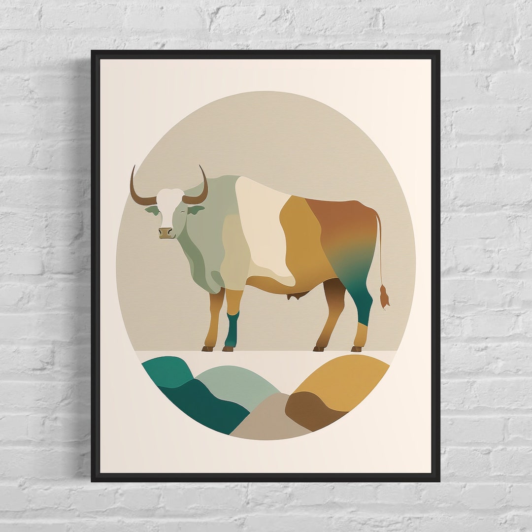 Ox Art Print Ox Vintage Poster Artwork, Ox Retro Wall Art Animal Print ...