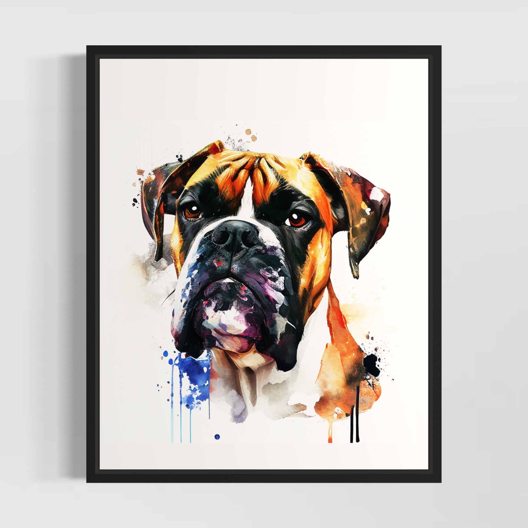 Boxer Watercolor Art Print by Artist Hand Signed Limited - Etsy