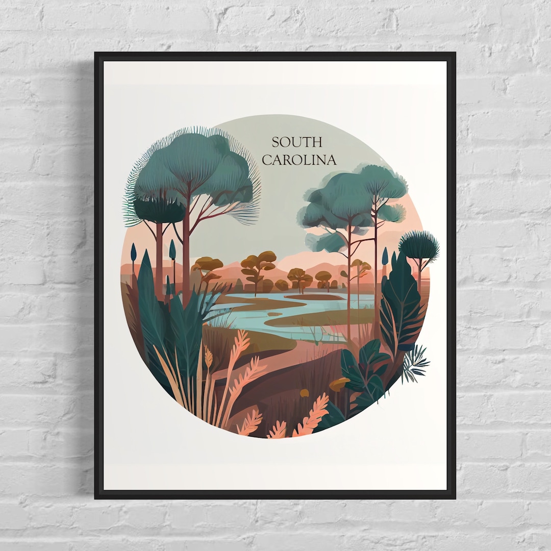 South Carolina Art Print South Carolina Vintage Poster Artwork, South ...