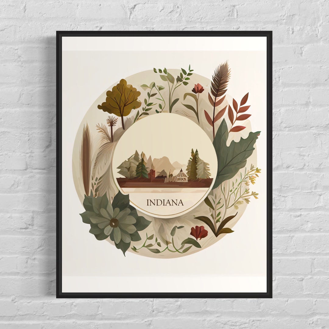 Indiana Art Print Indiana Vintage Poster Artwork Indiana - Etsy