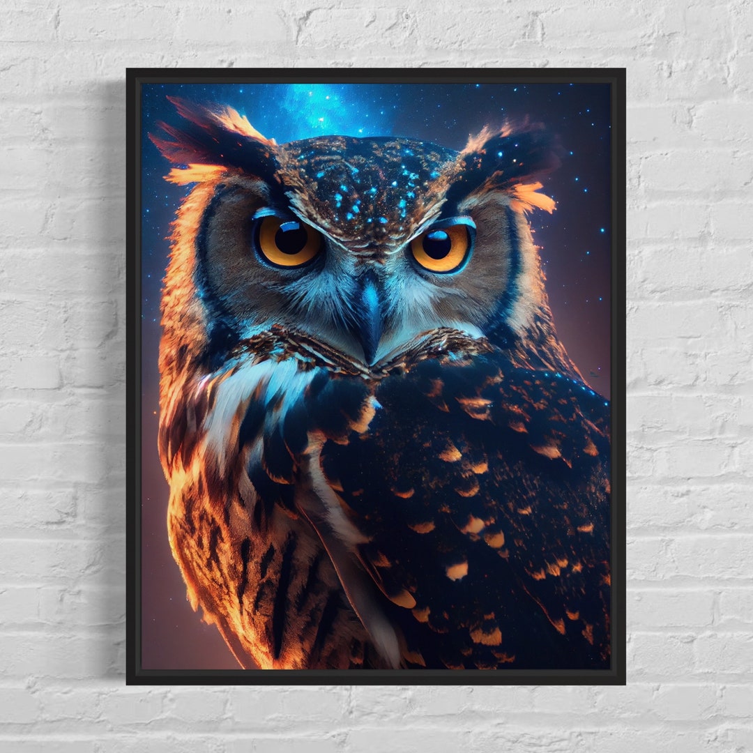Owl Art Print Original Owl Artwork Owl Poster Black - Etsy
