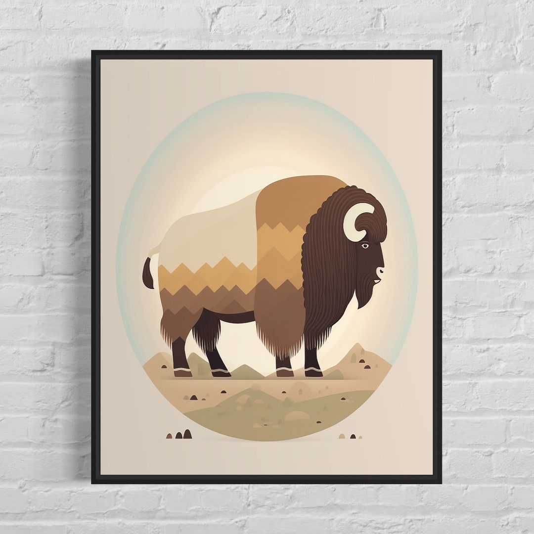 Musk Ox Art Print Musk Ox Vintage Poster Artwork, Musk Ox Retro Wall ...