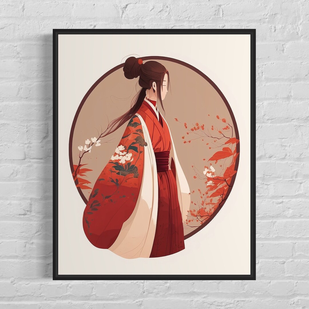 Red Chinese Hanfu Art Print Red Chinese Hanfu Vintage Poster Artwork ...