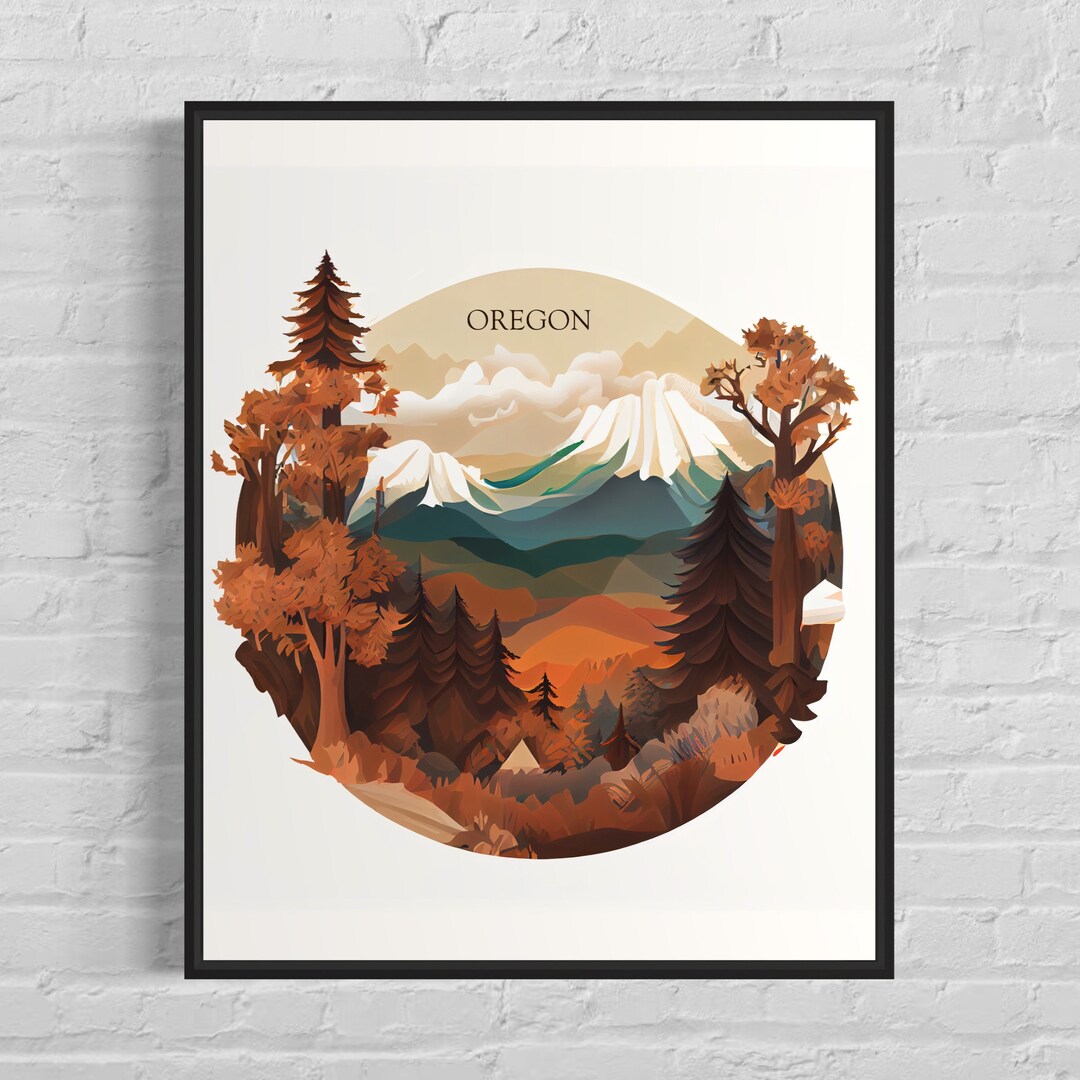 Oregon Kunstdruck Oregon Vintage Poster Kunstwerk, Oregon Retro Wand ...