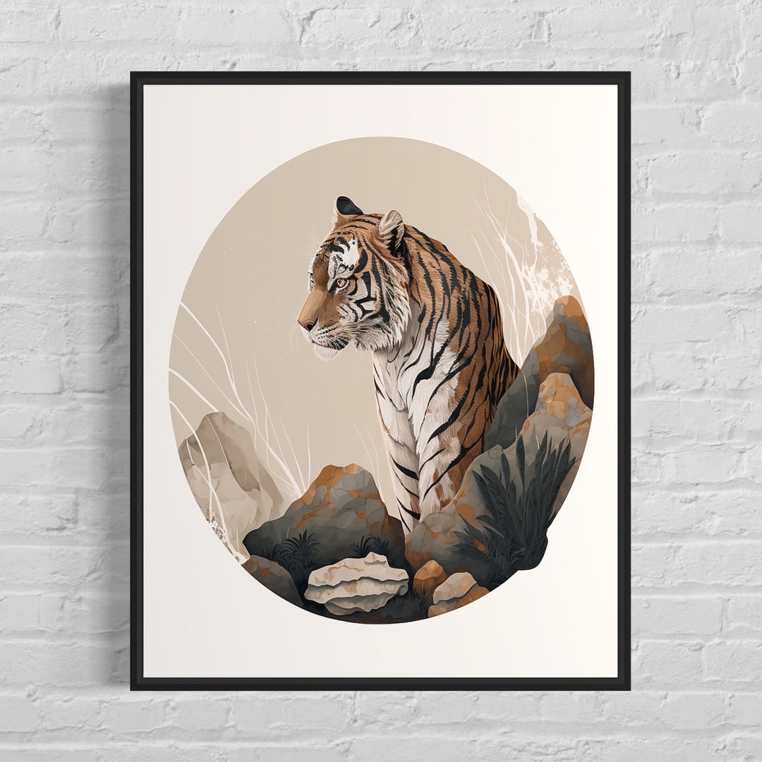 Tiger Art Print Tiger Vintage Poster Artwork, Tiger Retro Wall Art ...
