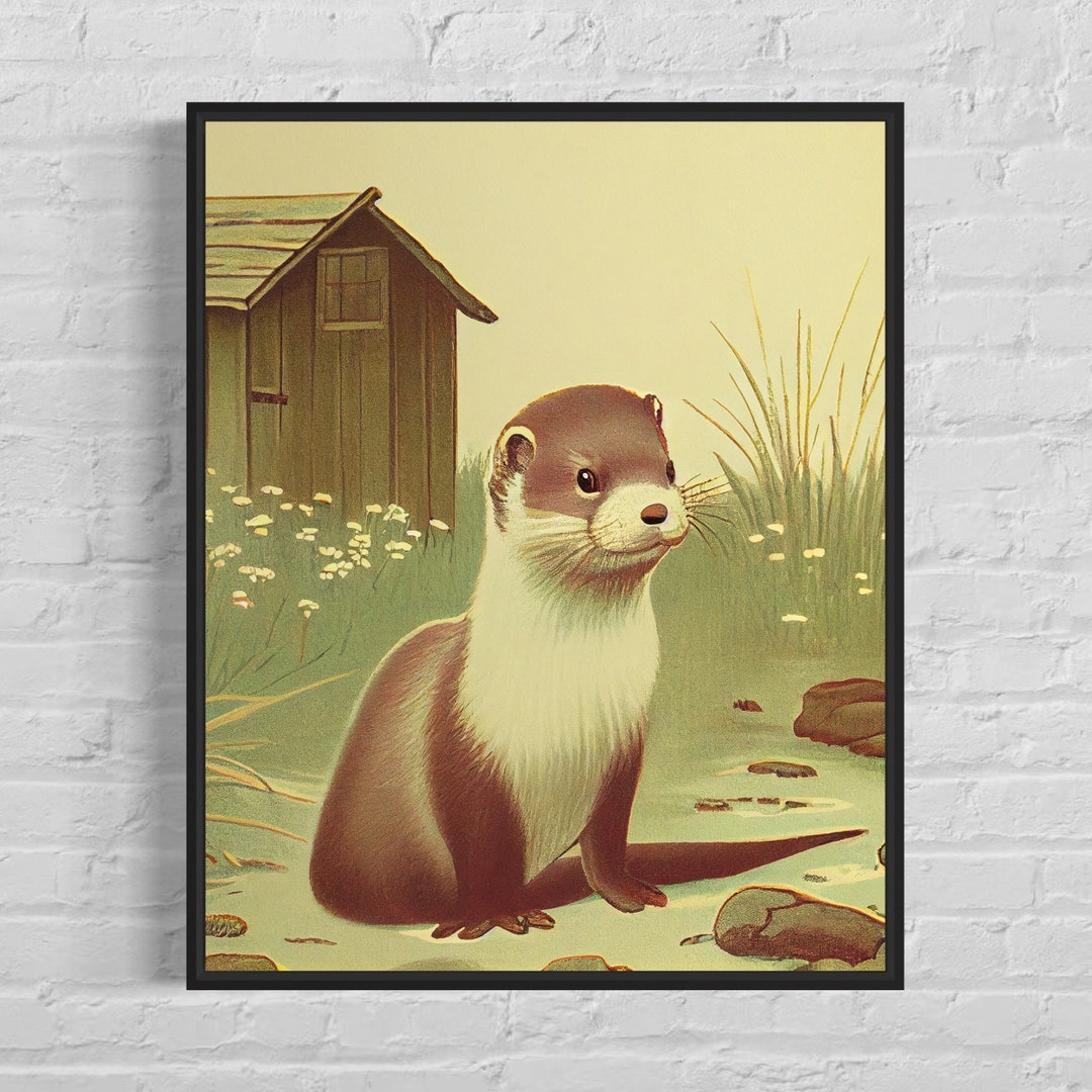 Mink Art Print Mink Vintage Poster Artwork, Mink Retro Wall Art Animal ...