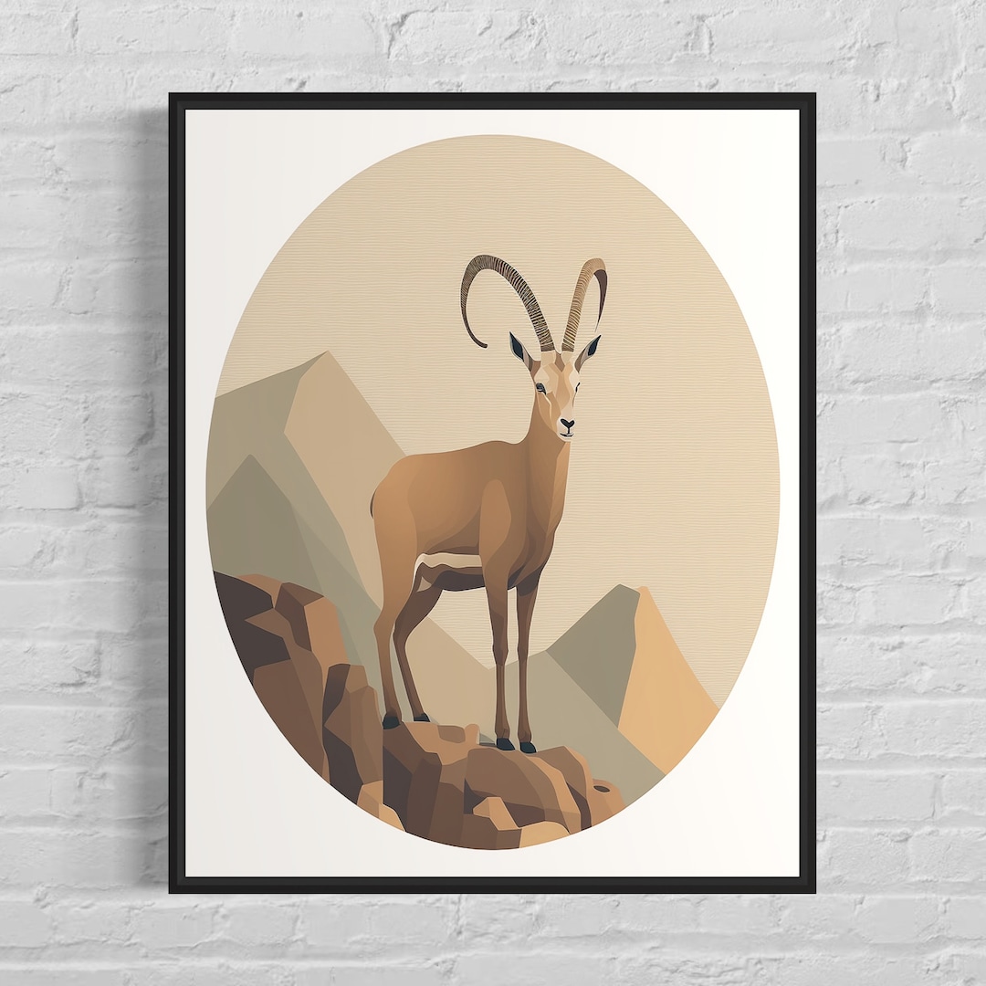 Ibex Art Print Ibex Vintage Poster Artwork, Ibex Retro Wall Art Animal ...