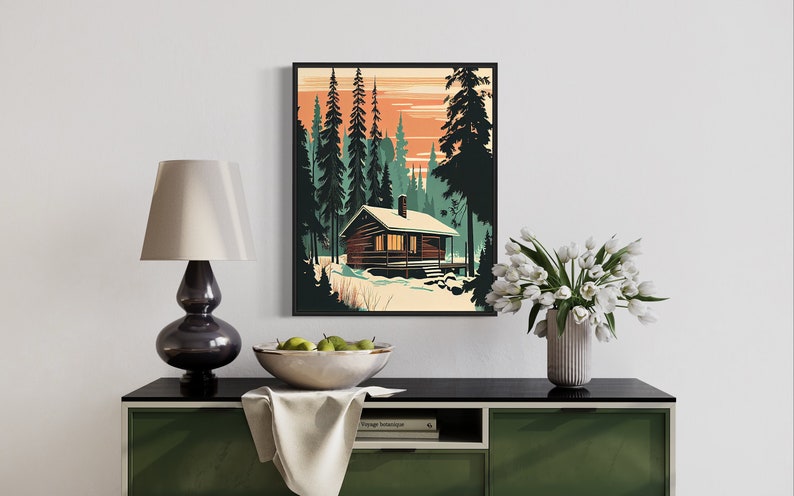 Cabin Art Print Cabin Vintage Poster Artwork Cabin Retro - Etsy