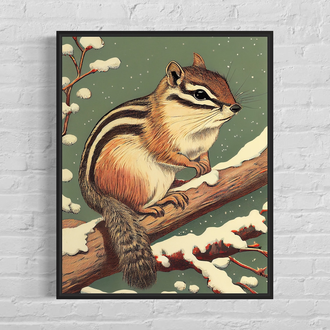 Chipmunk Art Print Chipmunk Vintage Poster Artwork, Chipmunk Retro Wall Art Animal Print - Etsy