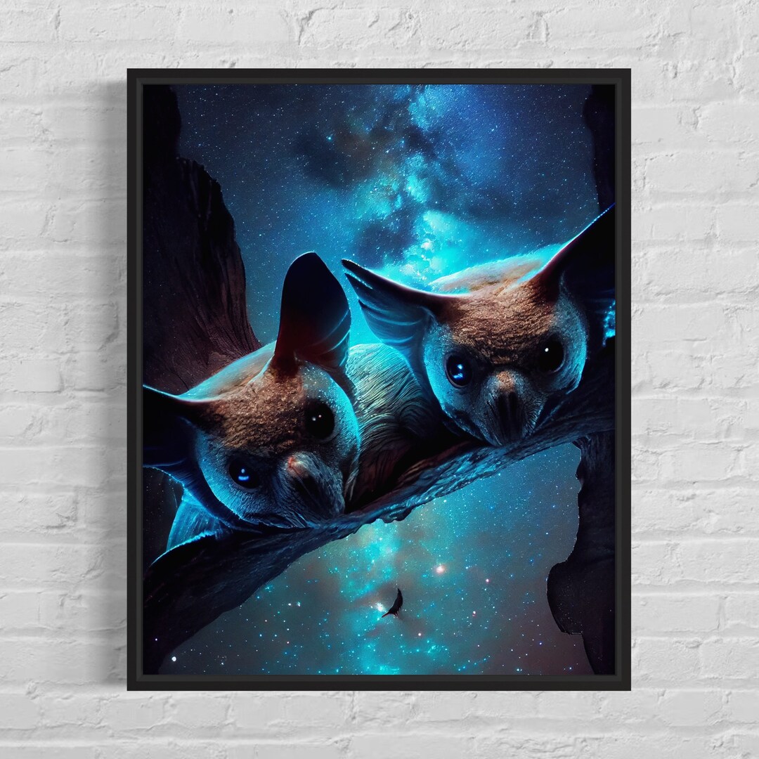 Bats Art Print, Original Bats Artwork, Bats Poster Black Background - Etsy