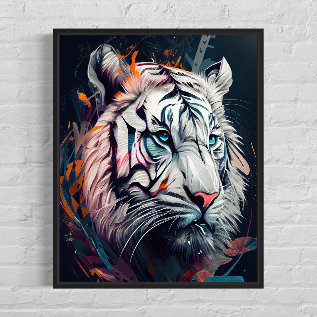 White Tiger Art Print, Original White Tiger Artwork, White Tiger Poster ...