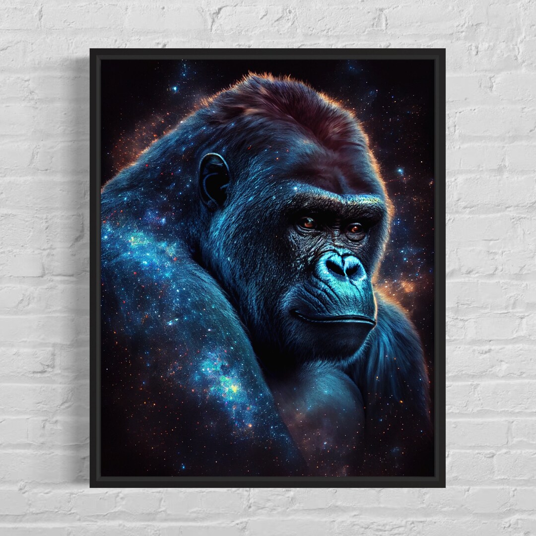 Gorilla Art Print, Original Gorilla Artwork, Gorilla Poster Black ...