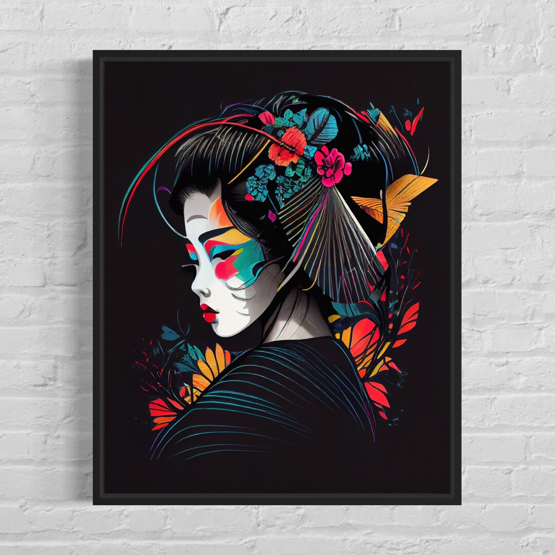 Geisha Art Print, Original Geisha Artwork, Geisha Poster Black ...