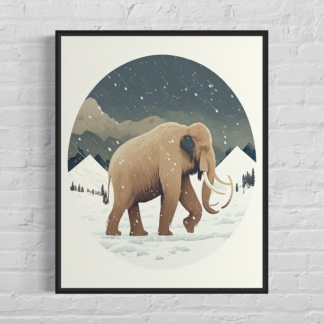 Mammoth Art Print Mammoth Vintage Poster Artwork, Mammoth Retro Wall ...