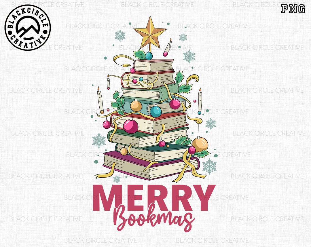 Merry Bookmas Png, All Books for Christmas Png, Christmas Tree Books ...