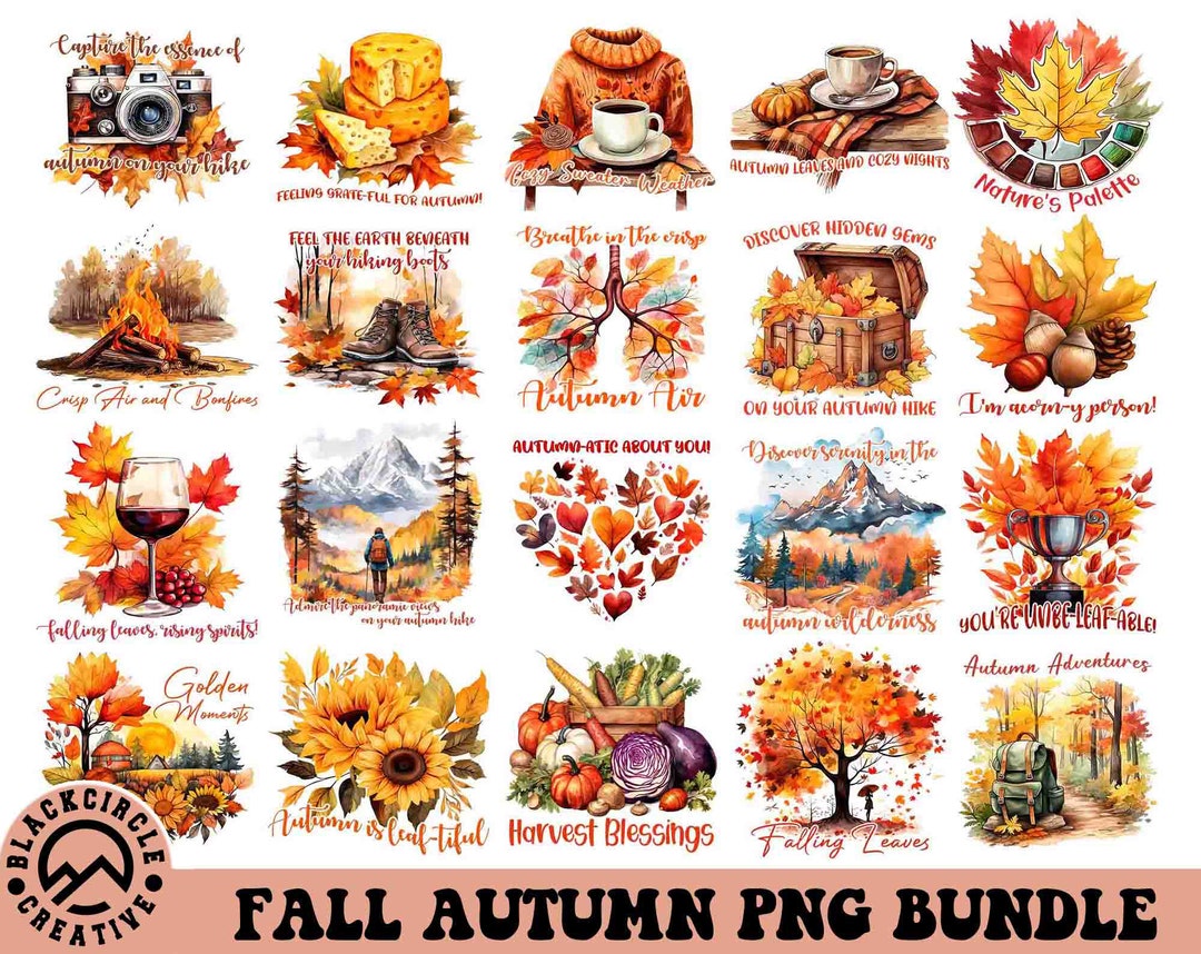 Fall Autumn Png Bundle, Thankful Png, Thanksgiving Png, Fall Season Png ...