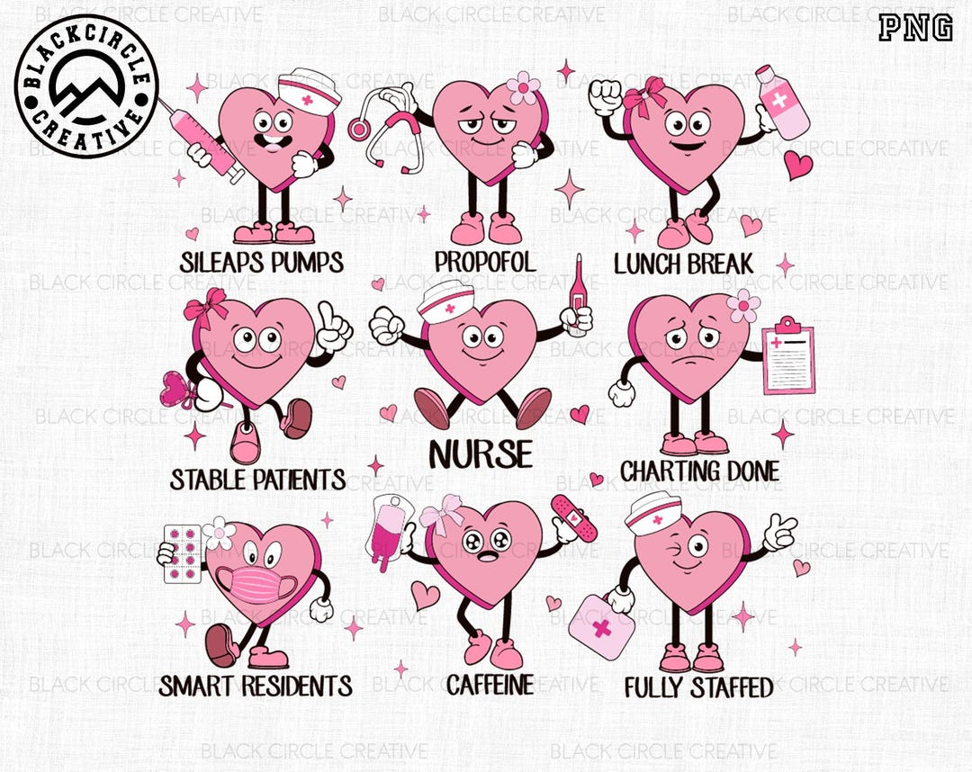 Nurse Valentine Heart Png, Pink Valentine Nurse Png, Valentine Nurse ...