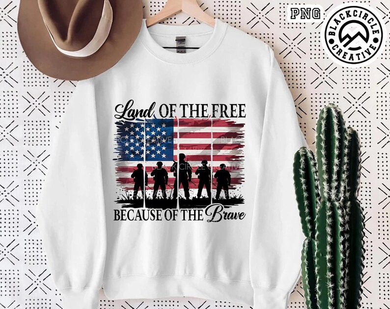 Land of the Free Because of the Brave Png,4th of July, USA Patriotic ...