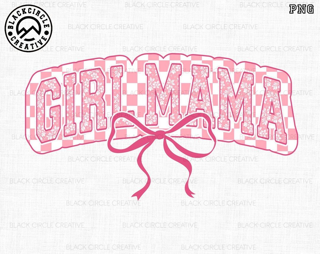 Pink Girl Mama Coquette Bow Png, Checked Mama Floral Toile, Girly Pink ...