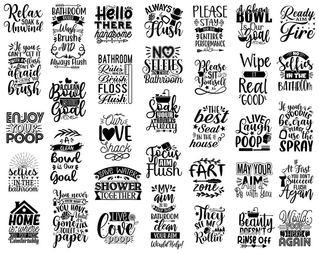 Bathroom SVG Bundle, Bathroom Quote, Restroom Svg, Bathroom Rules Svg ...