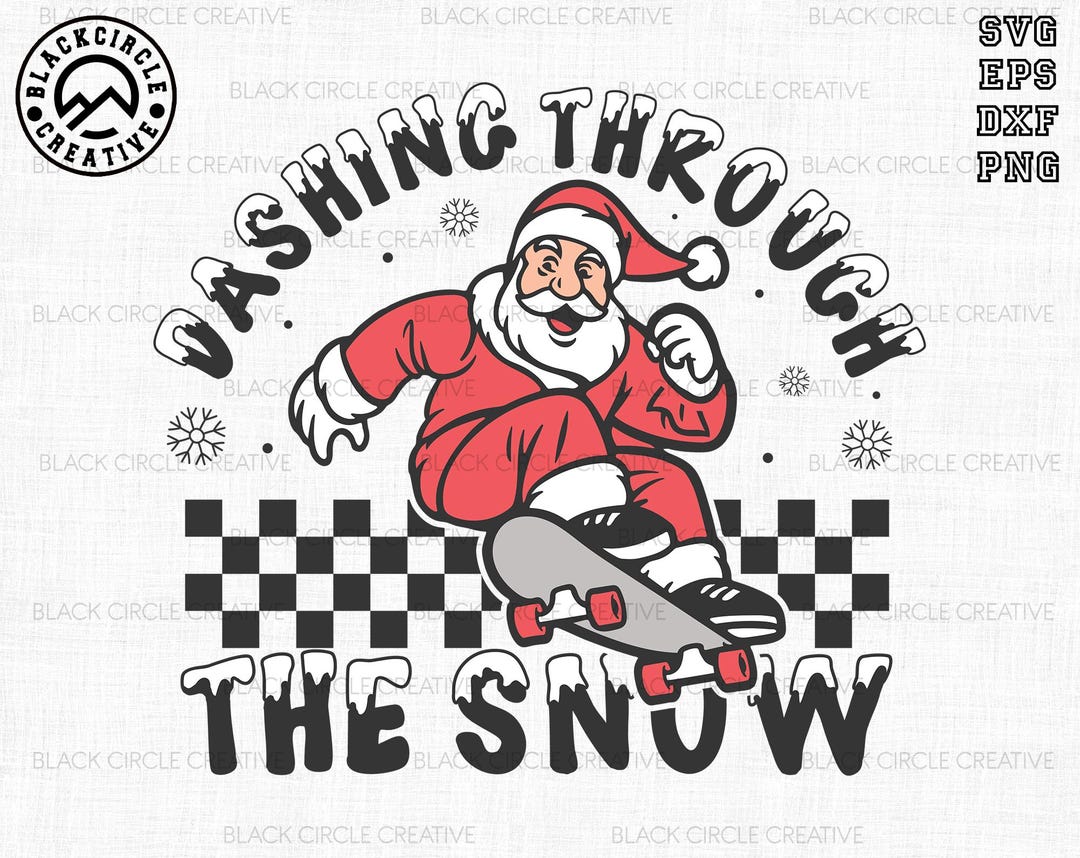 Retro Christmas Svg, Dashing Through the Snow Svg, Santa Claus Svg ...