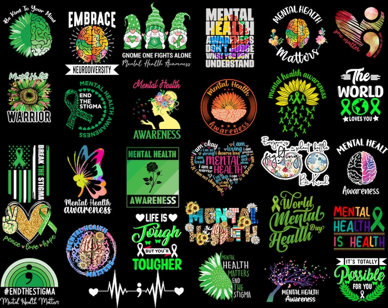 100+ Mental Health Awareness Svg Bundle, Mental Health Svg, Positive ...