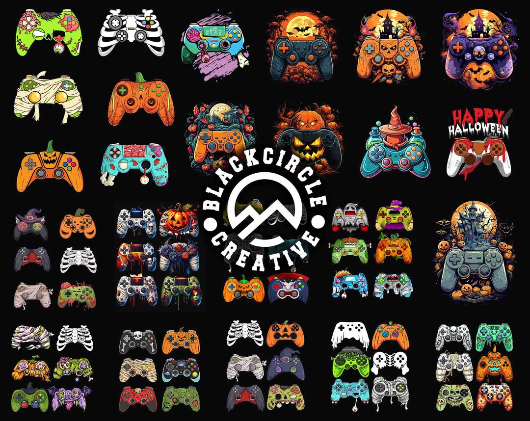 Halloween Gaming Controllers Png Bundle, Halloween Skeleton Png, Gaming ...