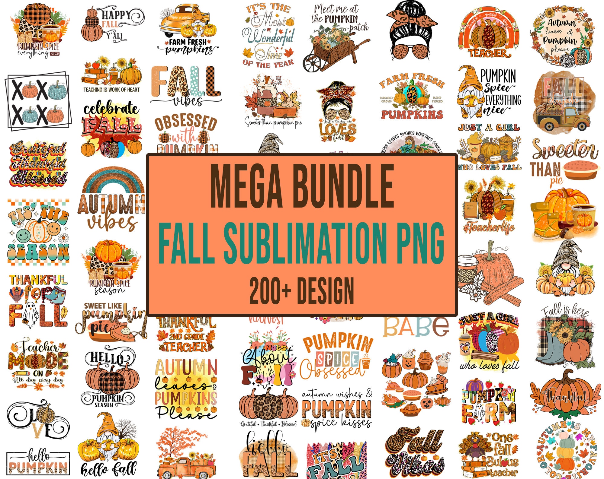 Mega Bundle Fall Sublimation PNG Fall Png Thanksgiving Png - Etsy