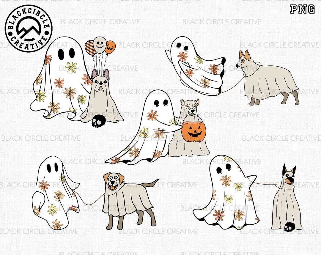 Сute Ghost Dog Png Bundle, Ghost Dog Png, Dog Lovers Gift, Ghost Floral ...
