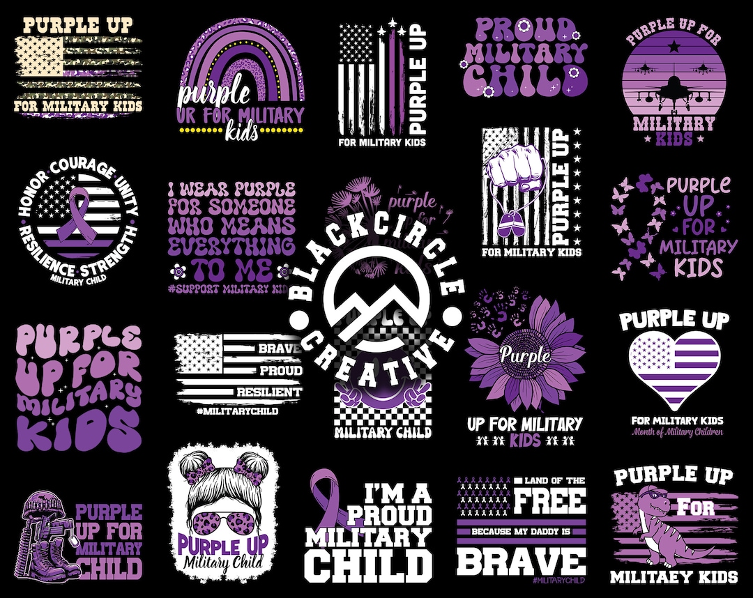 Military Child Svg Bundle, Military Kids Svg, Purple up Svg, Month of ...