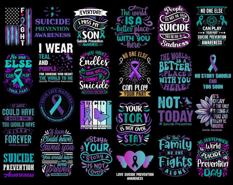 Suicide Prevention Png Bundle, Suicide Awareness Png, I Wear Teal and ...