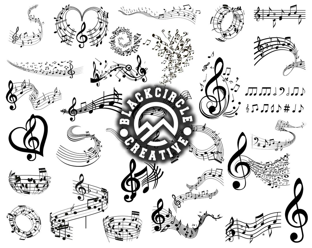 Music Notes Svg Bundle, Guitar Note Svg, Musical Notes Clipart, Music ...