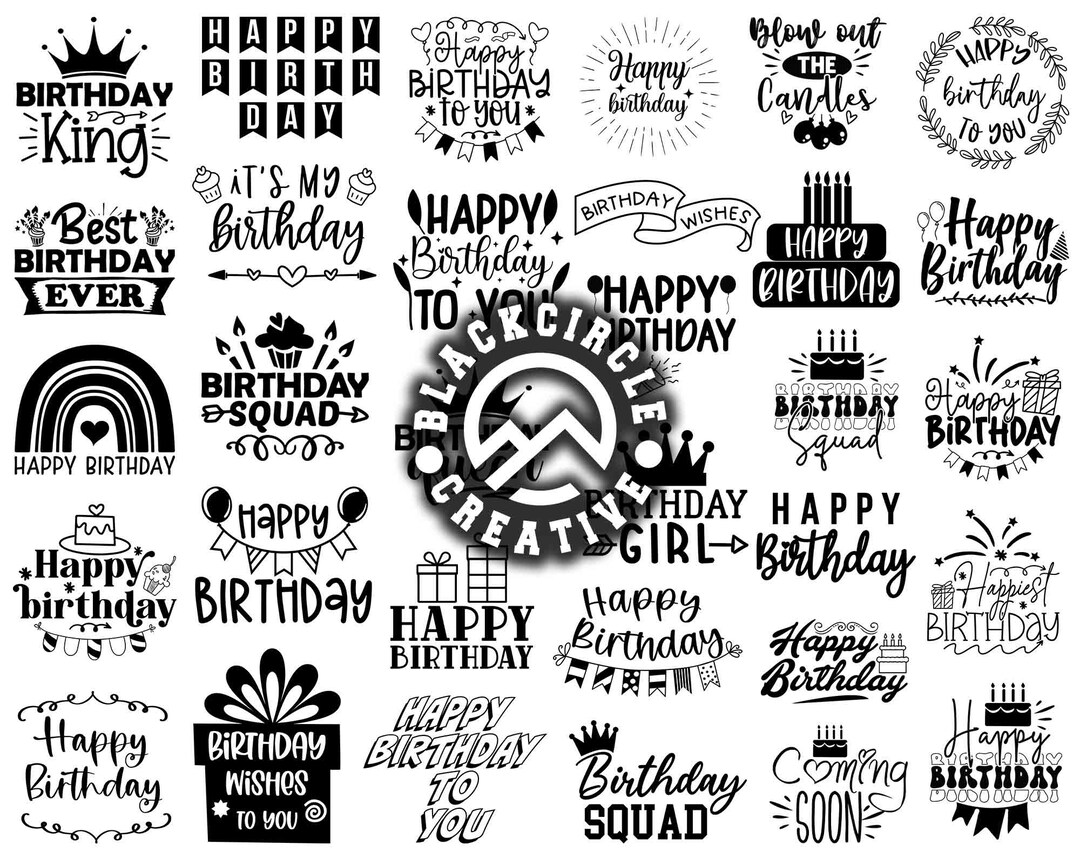 Happy Birthday Svg Bundle, Birthday Doodle Svg, Happy Birthday Svg ...