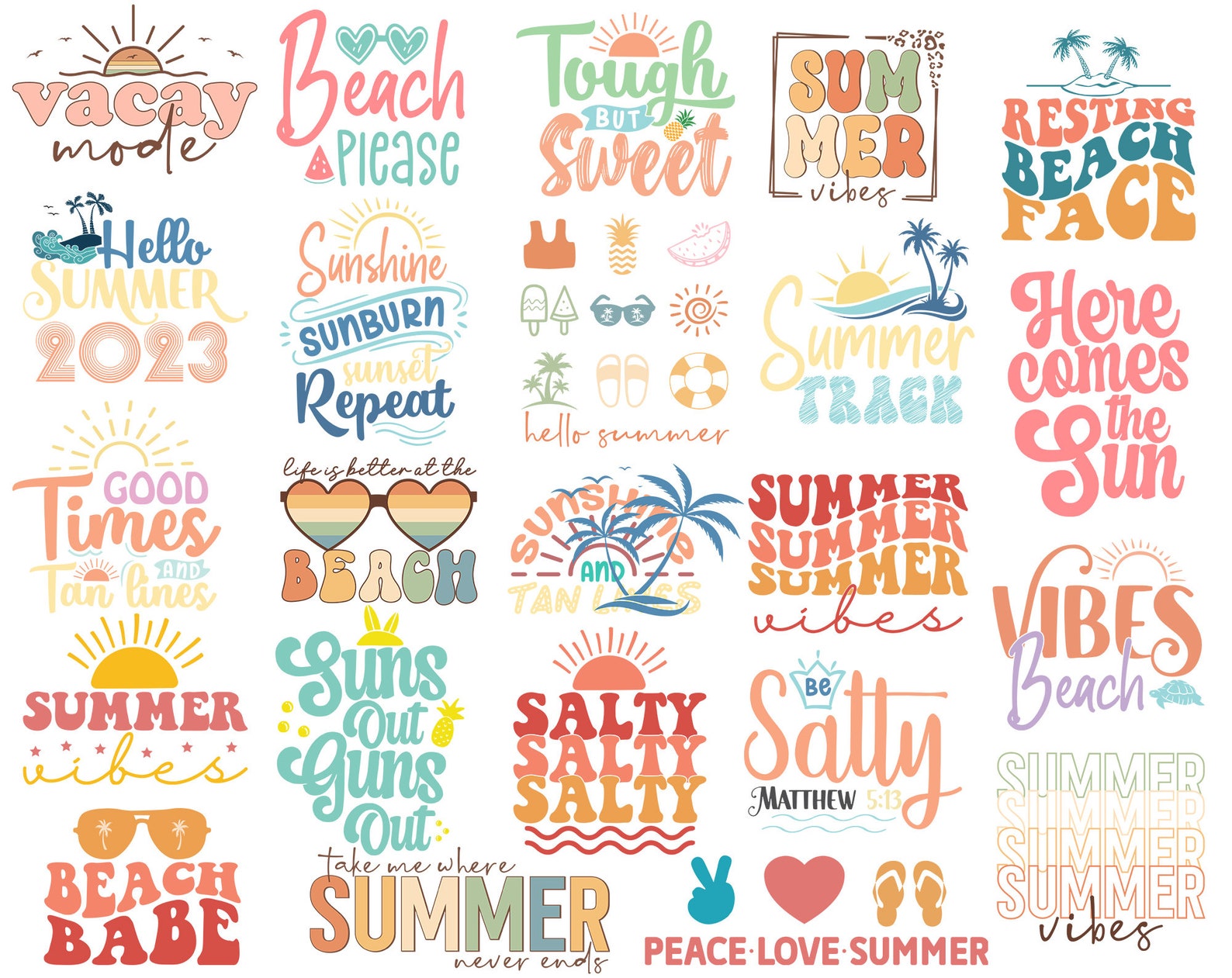 Retro Summer Svg Bundle Summer Sign Svg Beach Summer Svg - Etsy