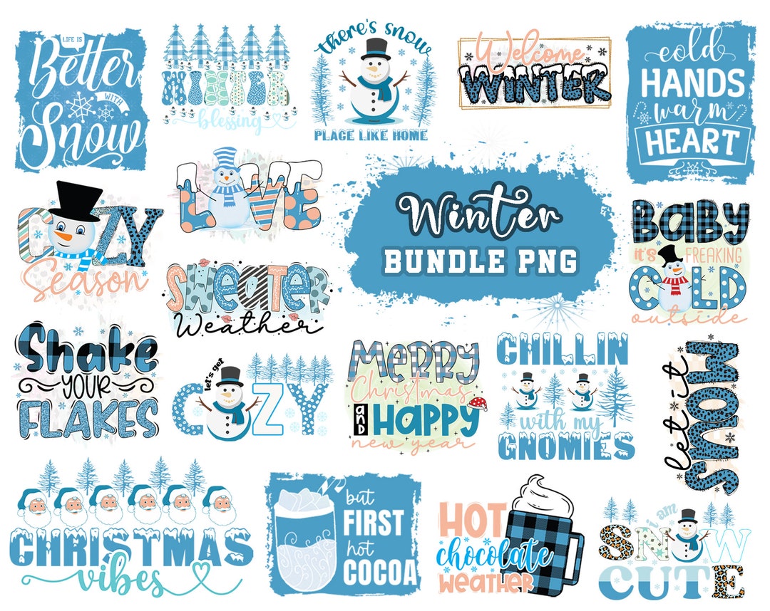 45 Winter Bundle Png Designs, Winter Sublimation Bundle, Snowman Winter ...