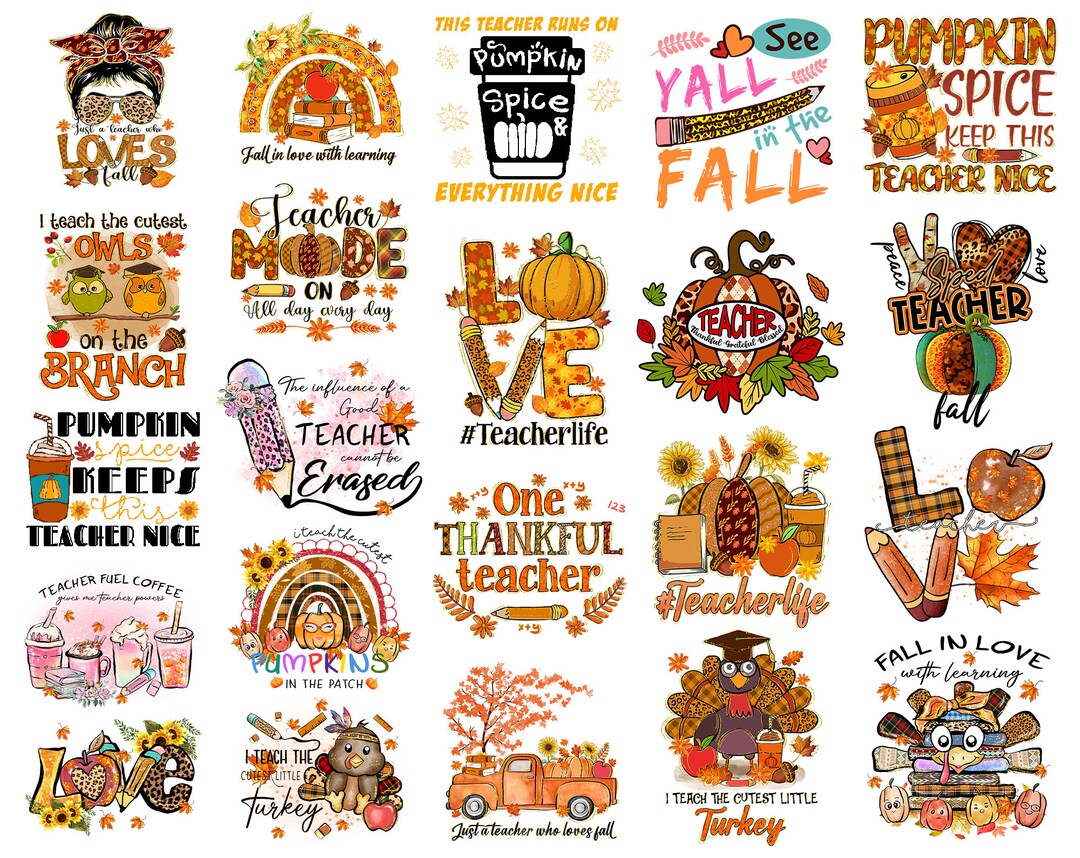 Autumn Teacher Png Bundle, Thankful Teacher Png, Teacherlife Png ...