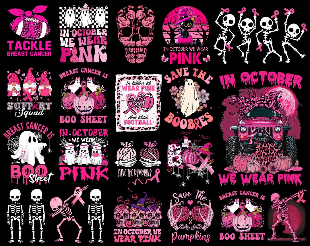 40+ Halloween Breast Cancer PNG Bundle, Boo Breast Cancer Awareness ...