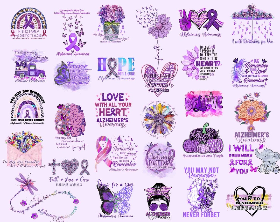 Alzheimer's Awareness Png Bundle, Alzheimer's Disease Png, Purple ...