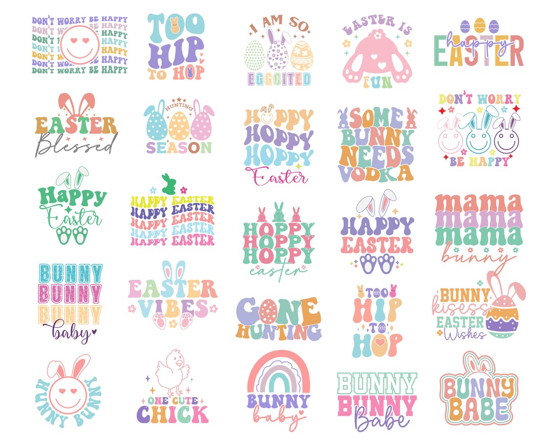 Retro Easter Svg Bundle, Bunny Svg, Happy Easter Svg, Hello Spring Svg ...