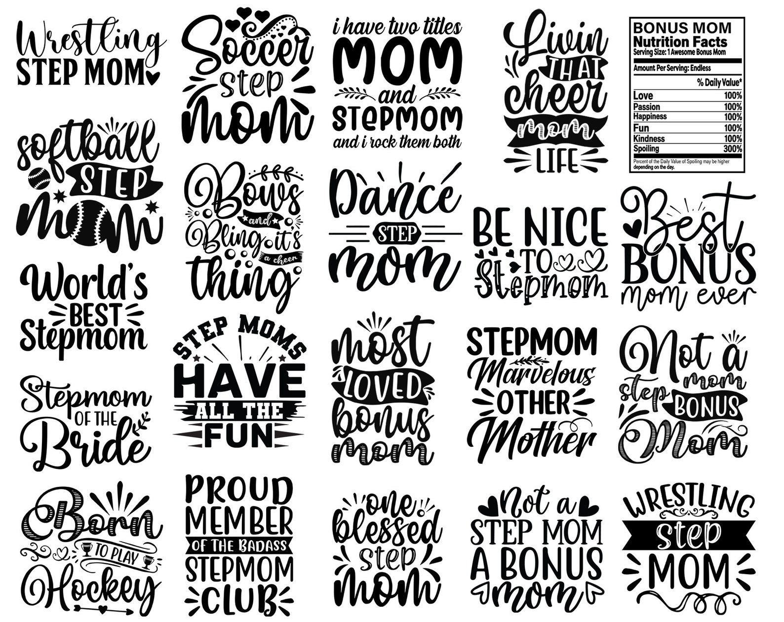 Step Mom Svg Bundle Bonus Mom Svg Bonus Mama Svg Badass - Etsy
